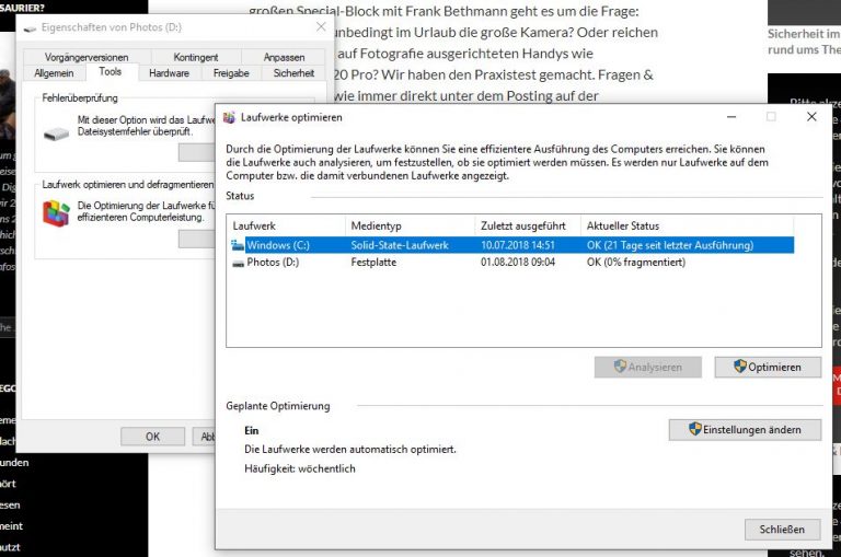 Defrag gibt’s auch in der Windows-Systemverwaltung | Der Digisaurier